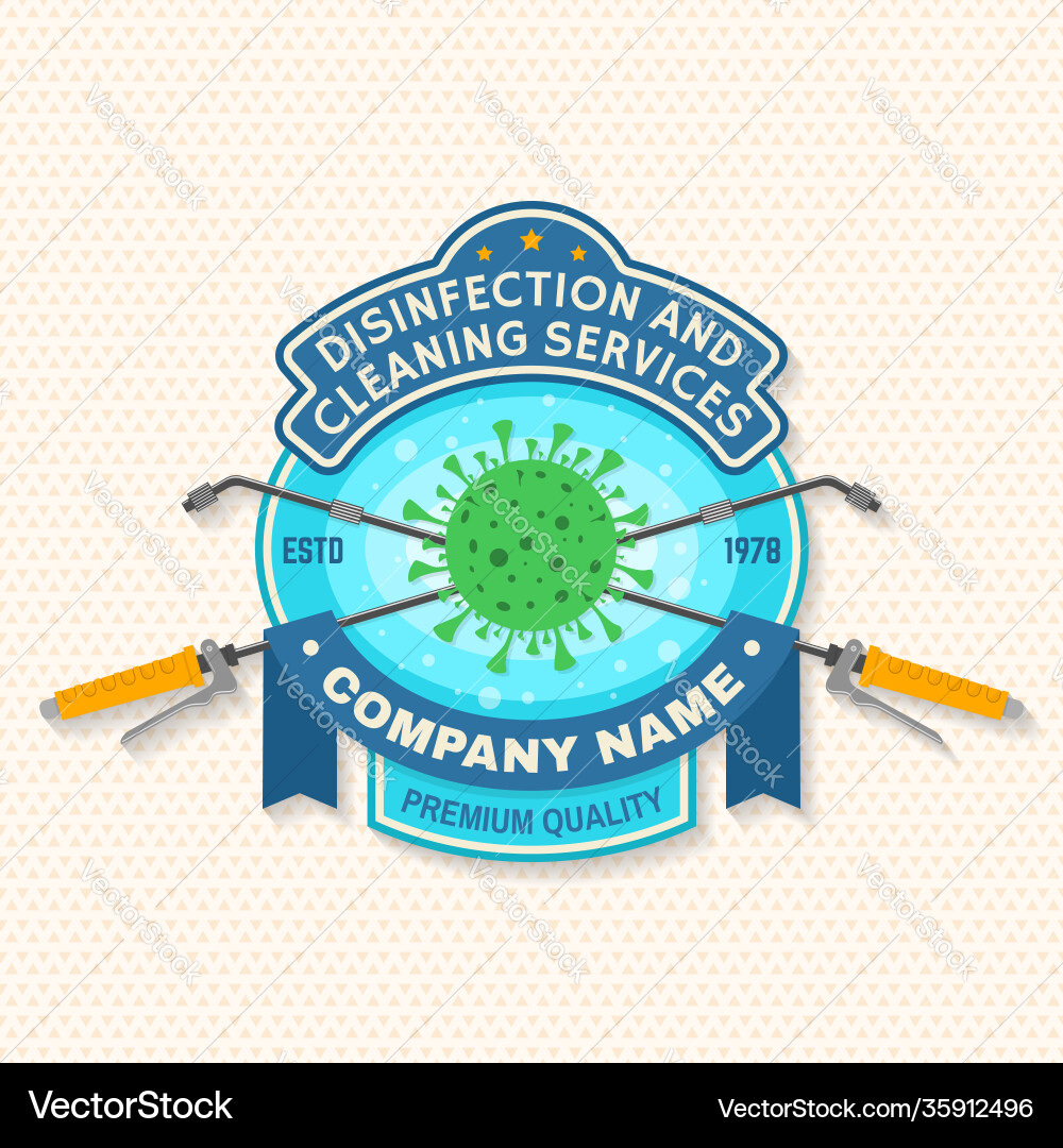 Disinfection and cleaning services patch logo Vector Image