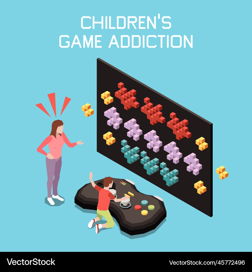 Gadget addiction isometric Royalty Free Vector Image Gadget addiction isometric Royalty Free Vector Image