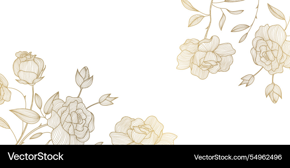 Gold on white flowers frame roses luxury Vector Image