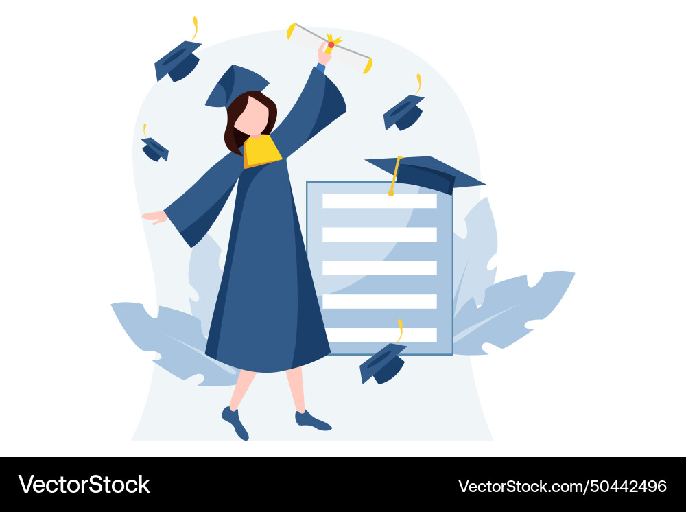 Graduation flat design Royalty Free Vector Image