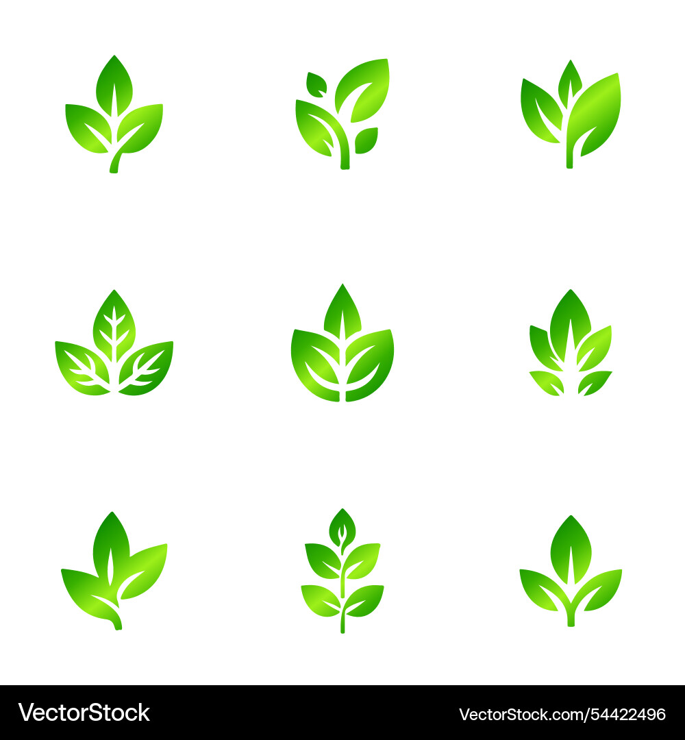 Green gradient leaf icon Royalty Free Vector Image