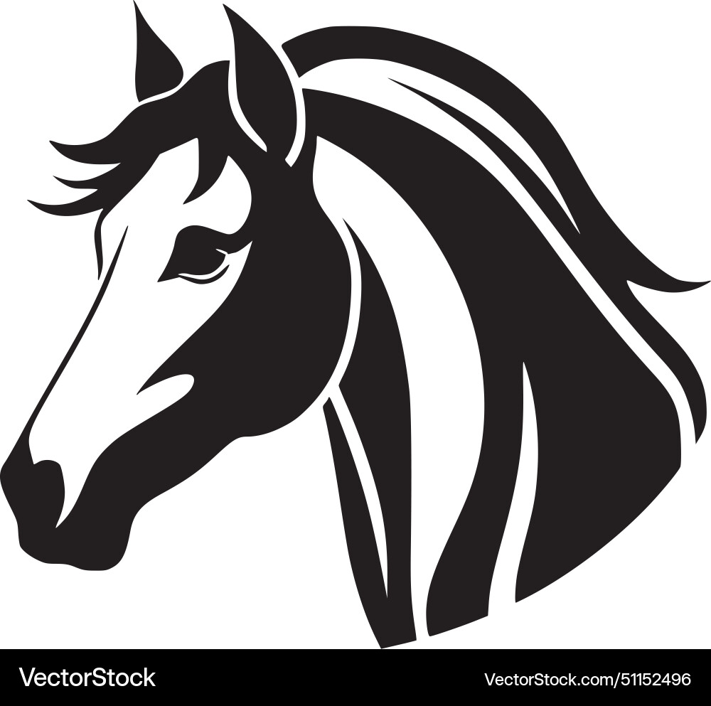 Horses - black and white Royalty Free Vector Image