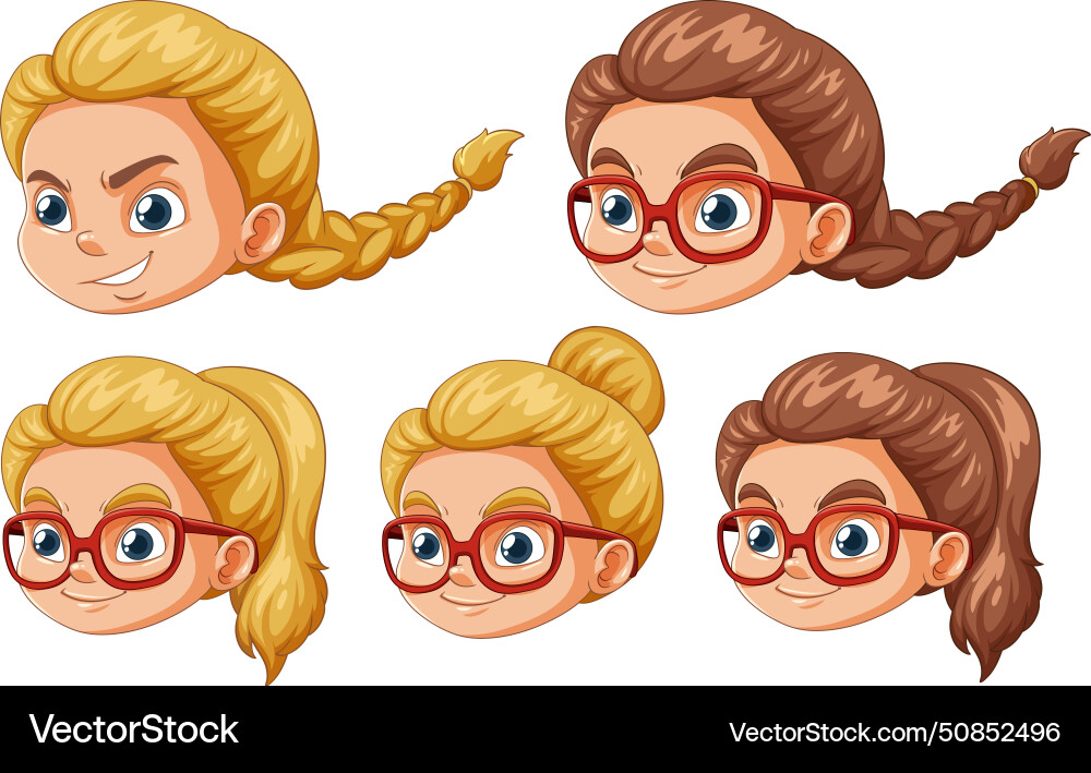 Kids with different hairstyles Royalty Free Vector Image