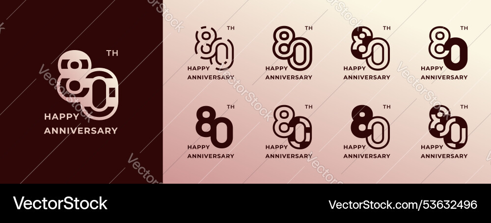 Logo 80th 80 years happy anniversary gold Vector Image