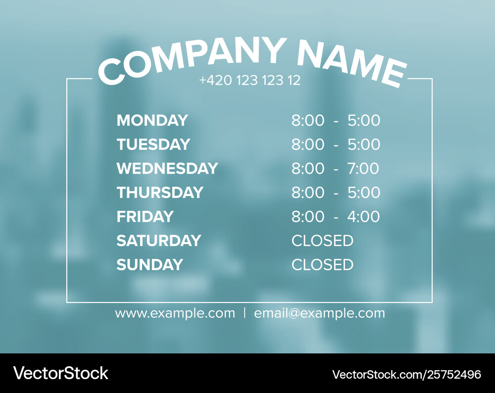 Shop Hours Display Template Royalty Free Vector Image