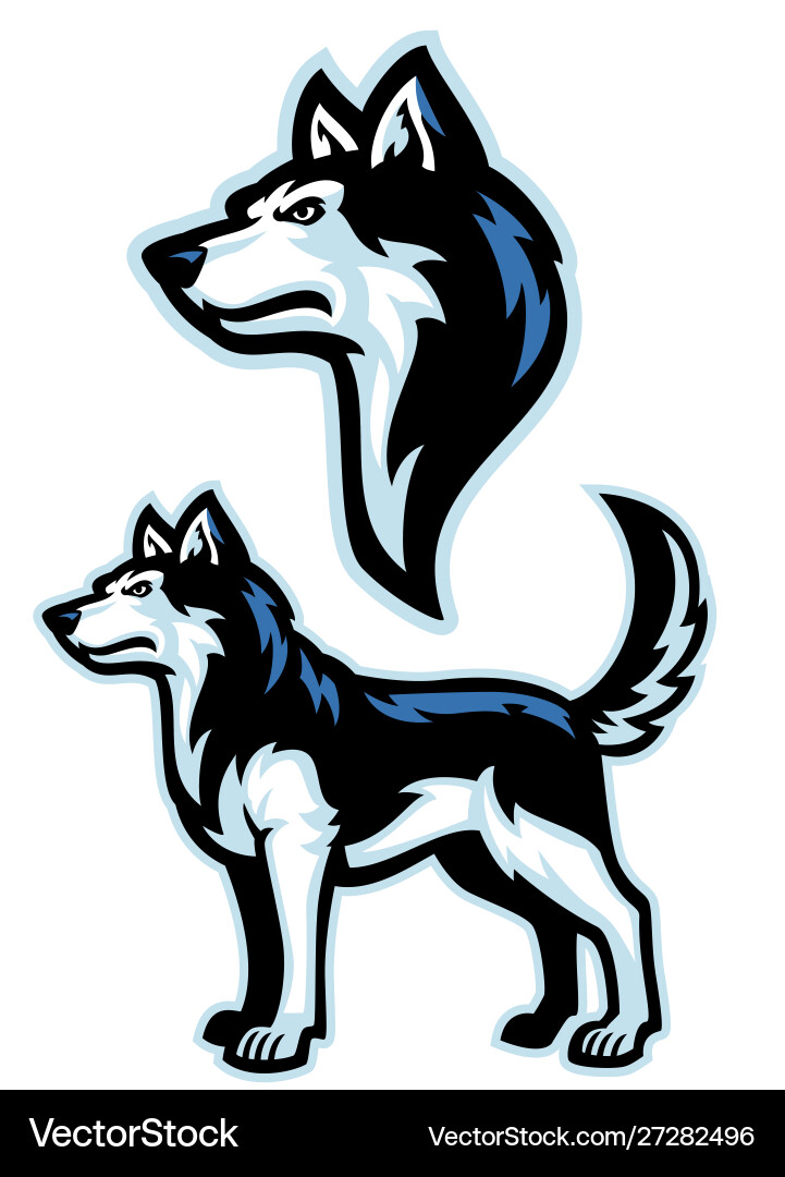 Siberian Husky Mascot Set Royalty Free Vector Image