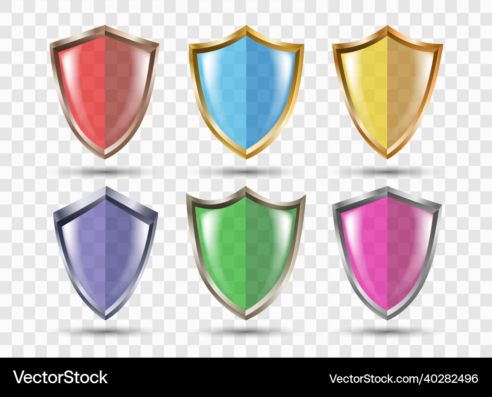 Transparent shields set Royalty Free Vector Image