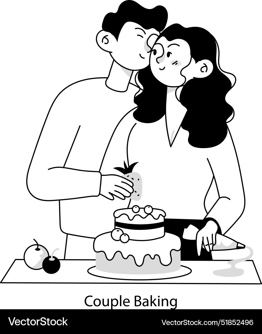 Webdoodle mini of couple baking Royalty Free Vector Image