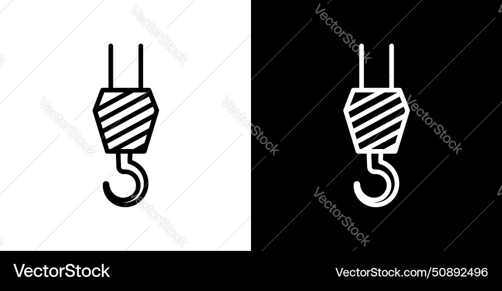 Winch hook icon set crane construction lift Vector Image
