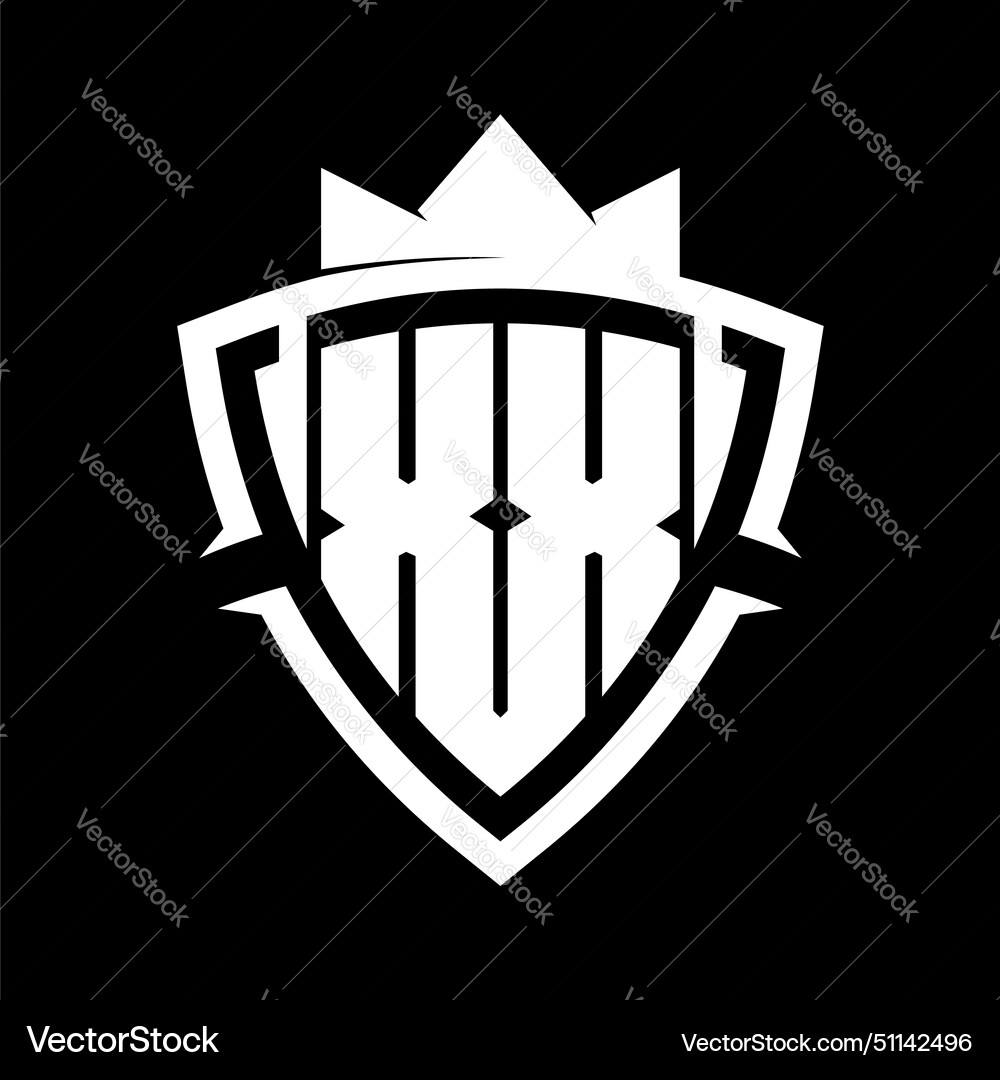 Xx letter monogram with triangle curve shield Vector Image