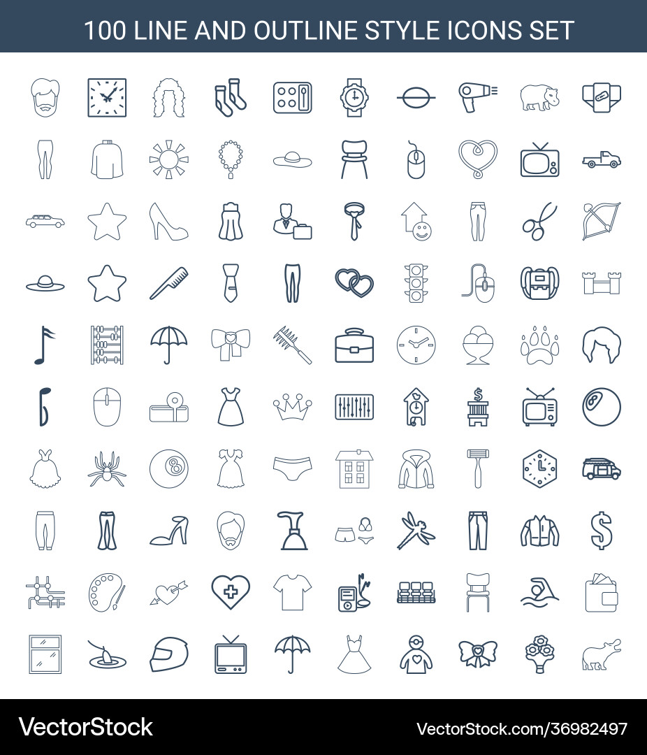 100 style icons Royalty Free Vector Image - VectorStock