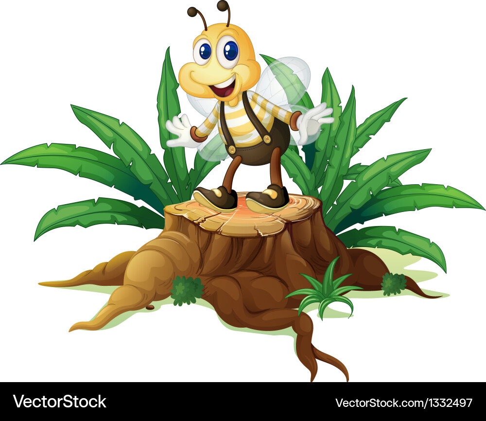 A stump with happy bee Royalty Free Vector Image