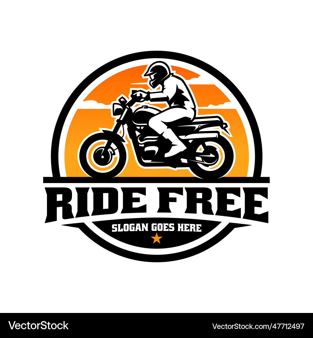 Biker riding motorcycle logo Royalty Free Vector Image