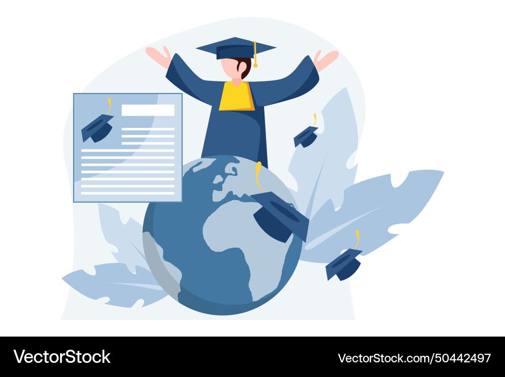 Graduation flat design Royalty Free Vector Image