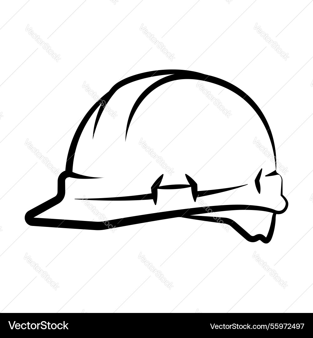 Hard hat monochrome clip art Royalty Free Vector Image