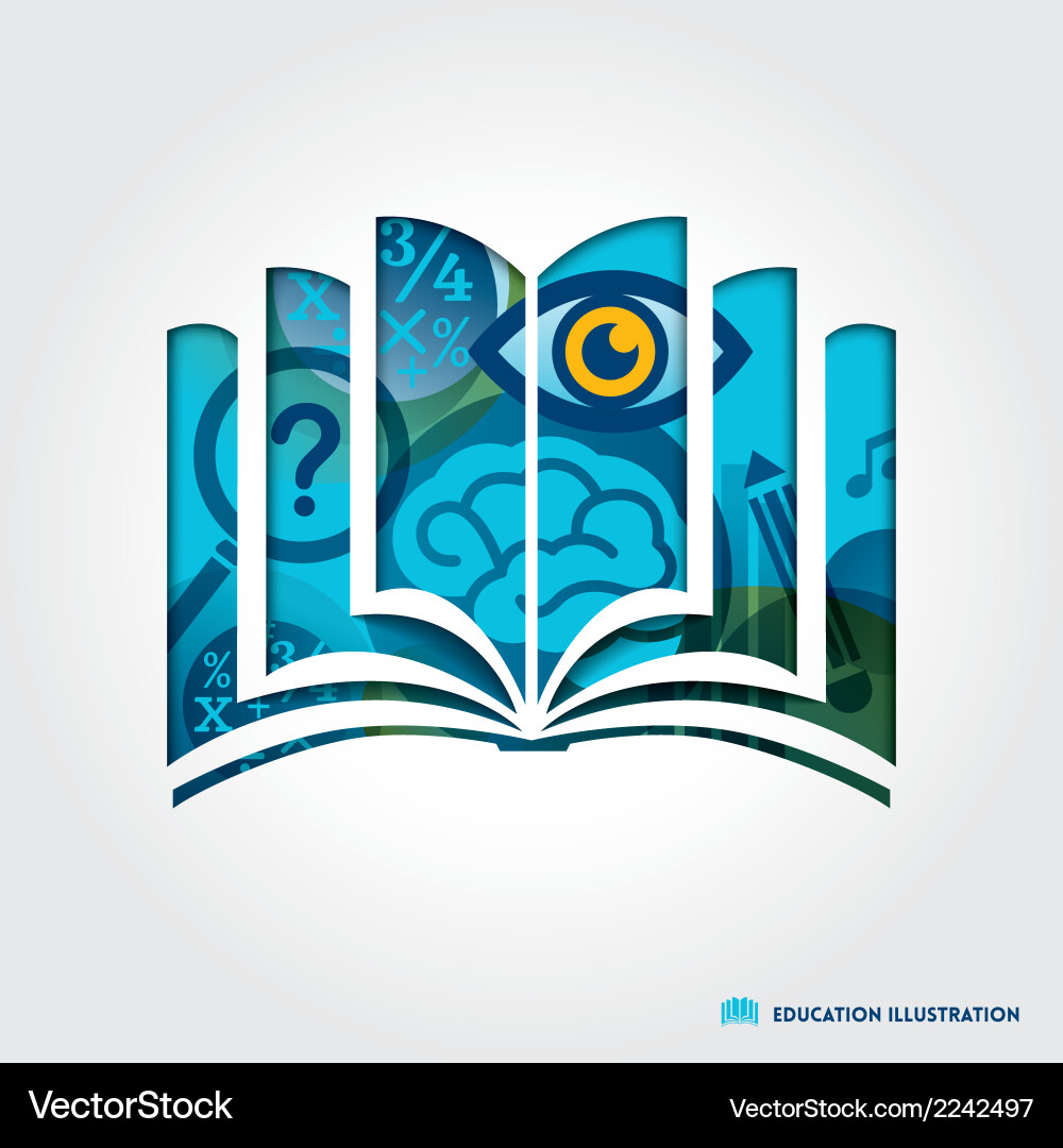 Open book symbol education concept Royalty Free Vector Image