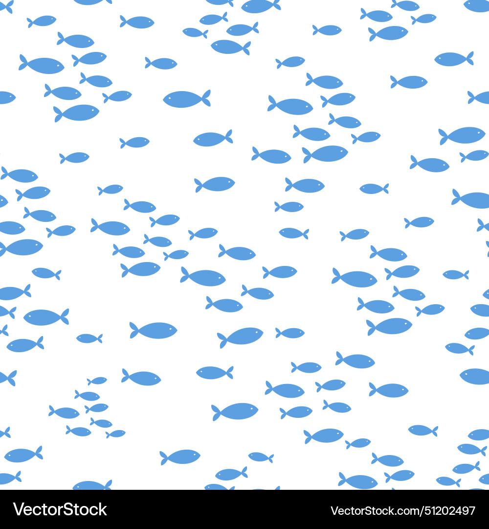Seamless pattern with small blue fish on white Vector Image