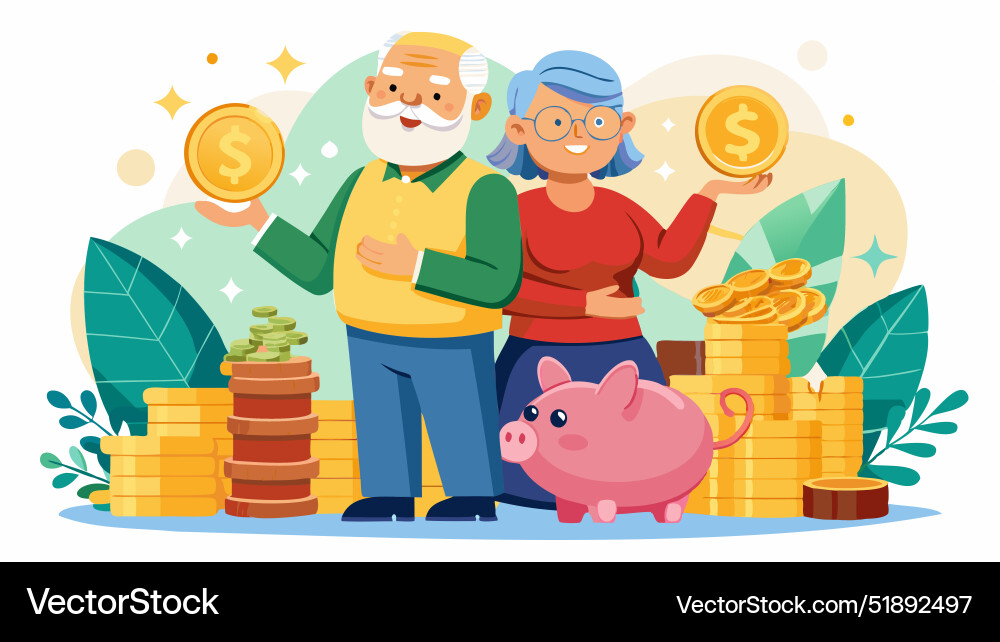 Senior couples financial freedom Royalty Free Vector Image
