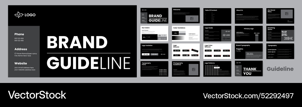Style guide template for branding guidelines Vector Image