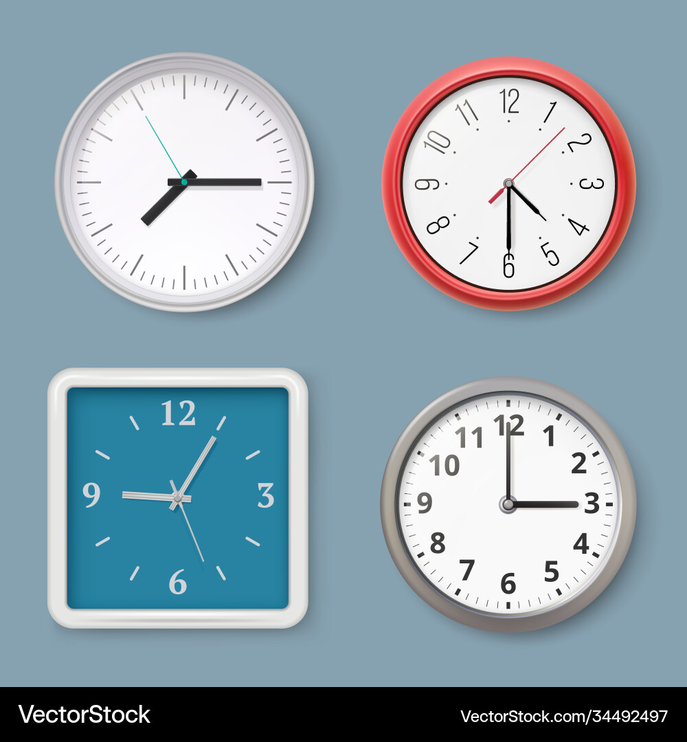 Wall clock time symbols switches Royalty Free Vector Image