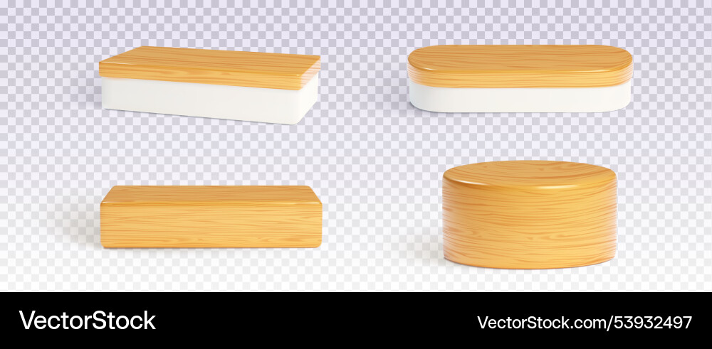 Wooden platforms set on transparent background Vector Image