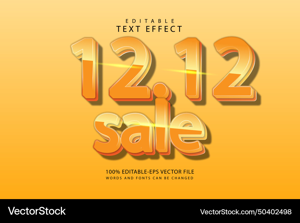 1212 sale editable text effect 3 dimension emboss Vector Image