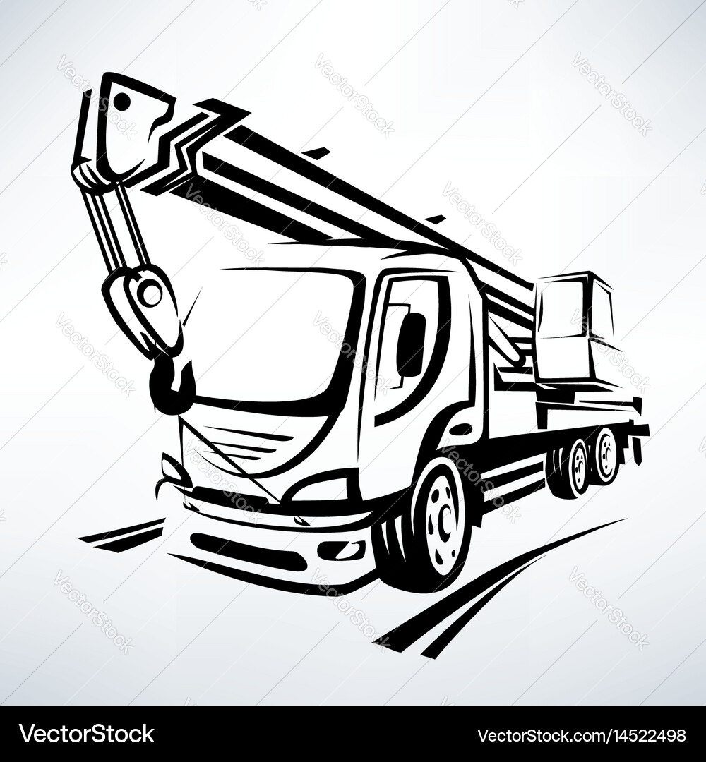 Auto crane isolated symbol stylized sketch Vector Image