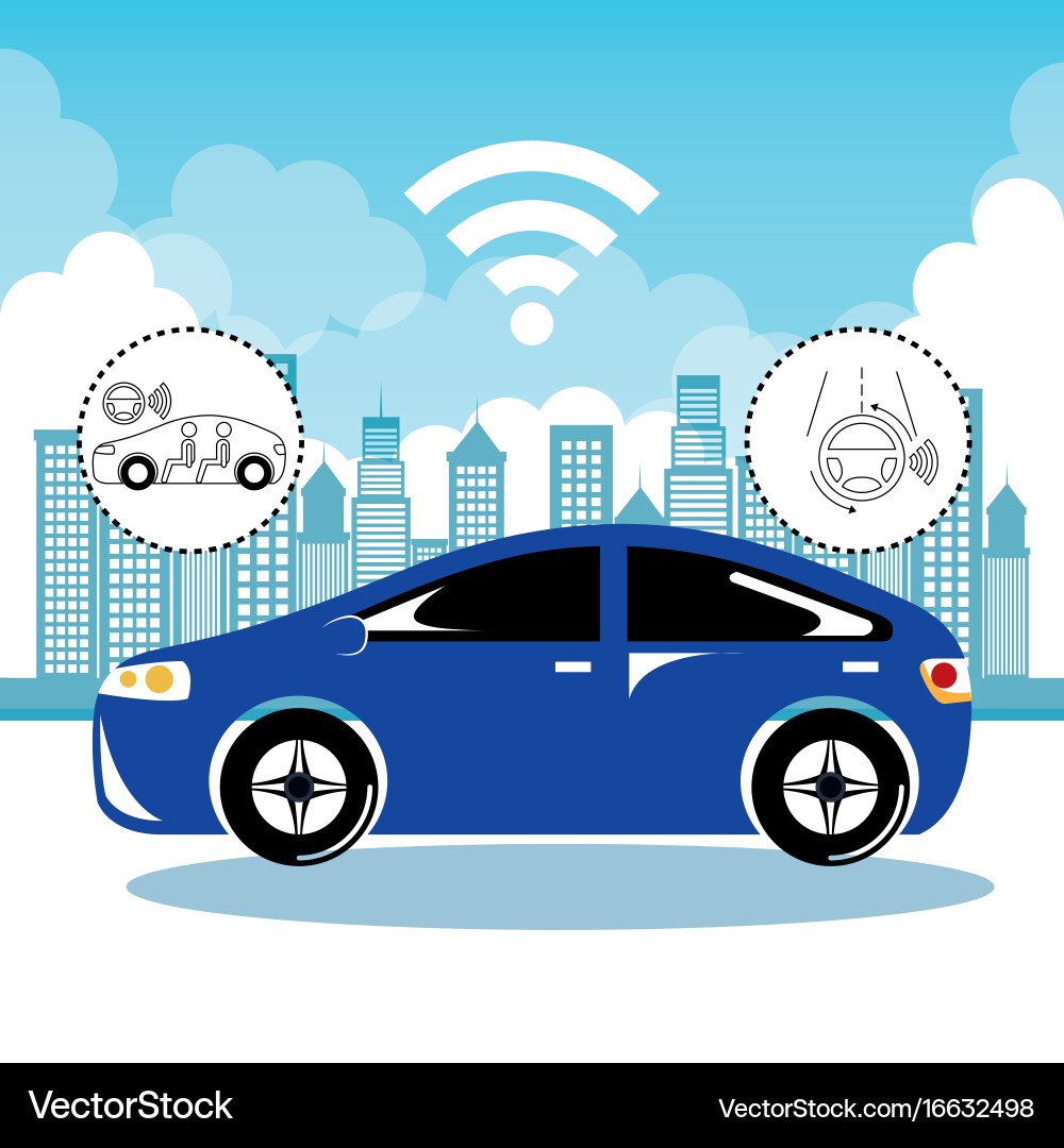 Autonomous cars and wireless communication system Vector Image