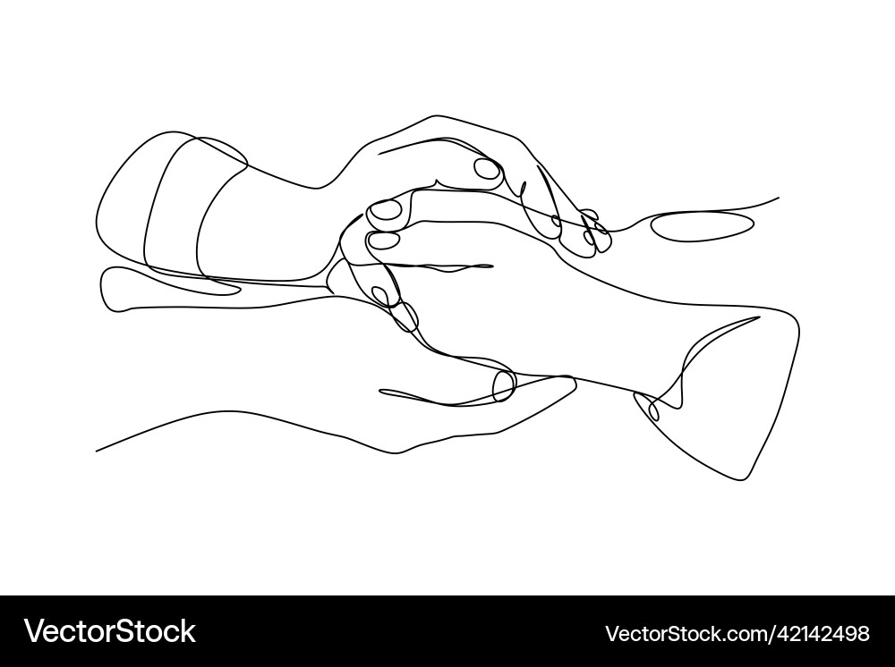 Continuous Line Hold Hands Royalty Free Vector Image