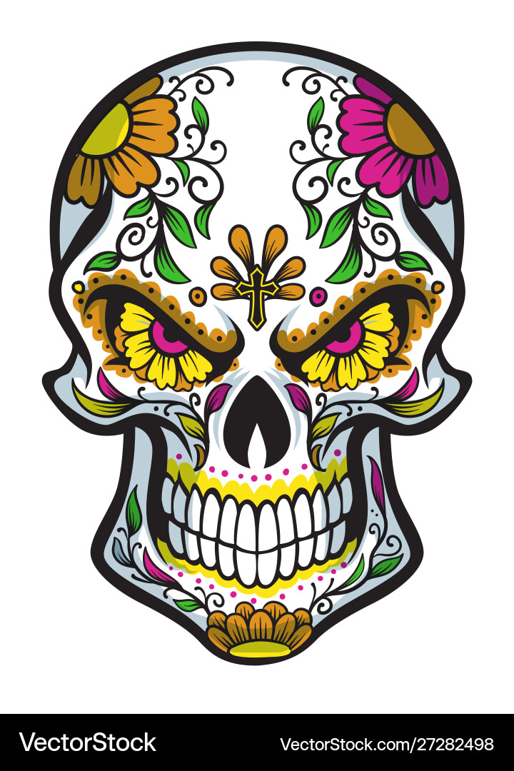 Dia de los Muertos Skull Art – Royalty-Free Vector | VectorStock