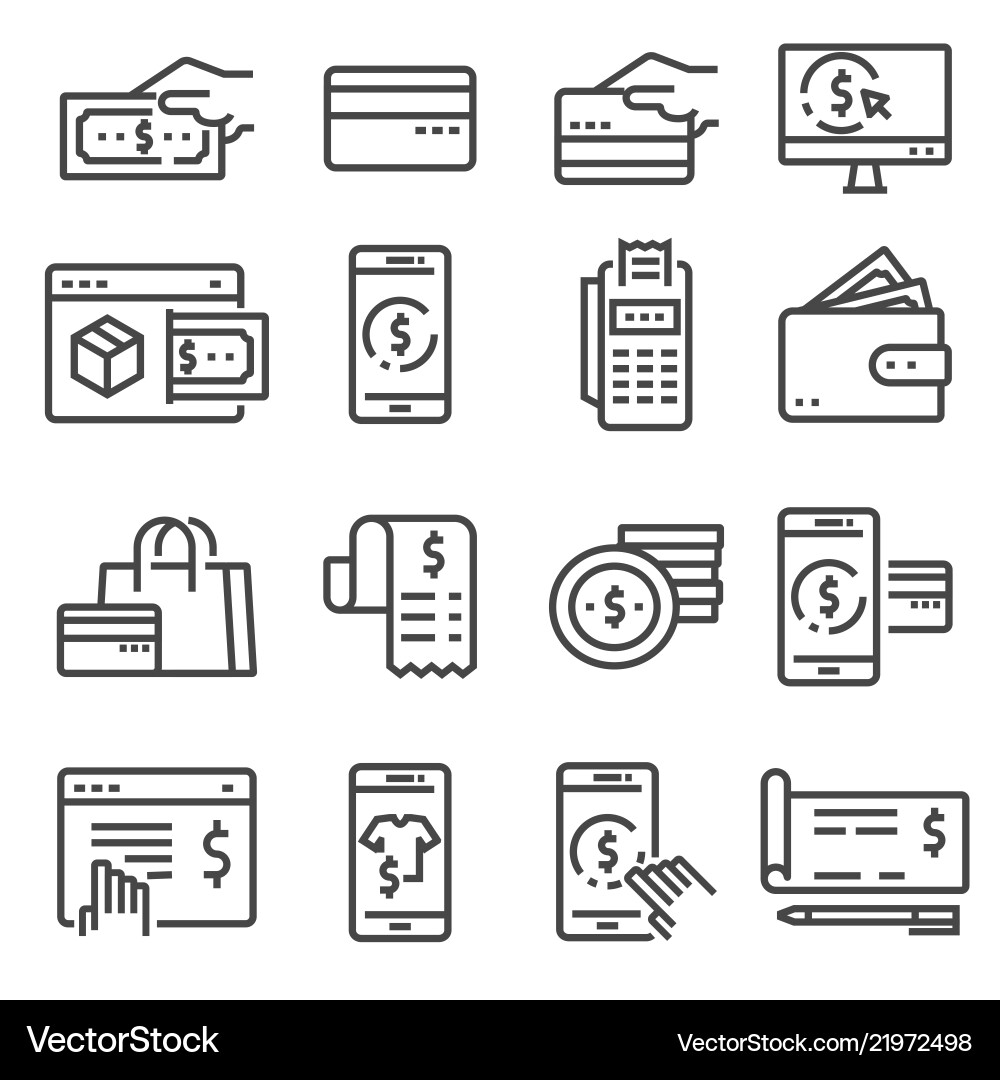 Payment icons collection filled Royalty Free Vector Image