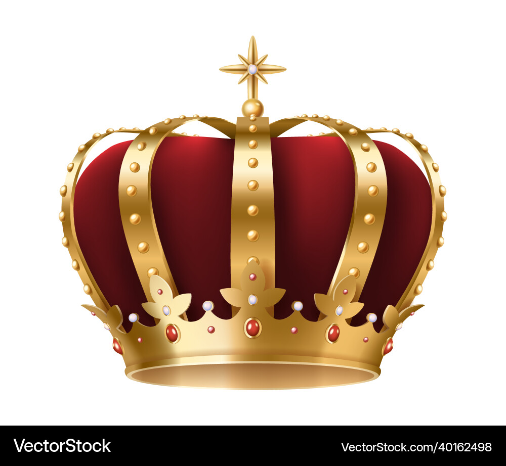 Realistic royal crown imperial gold luxury Vector Image