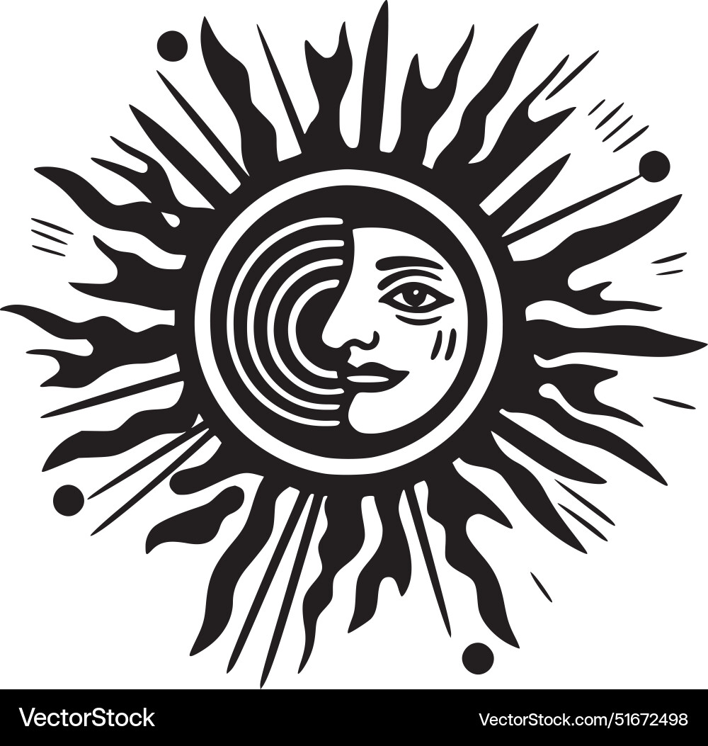 Sun - black and white Royalty Free Vector Image