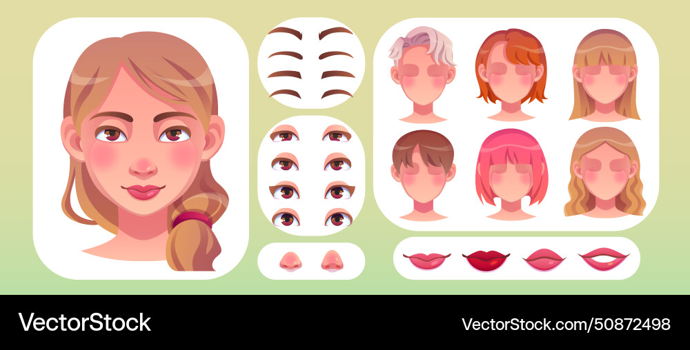 Woman face construction kit Royalty Free Vector Image
