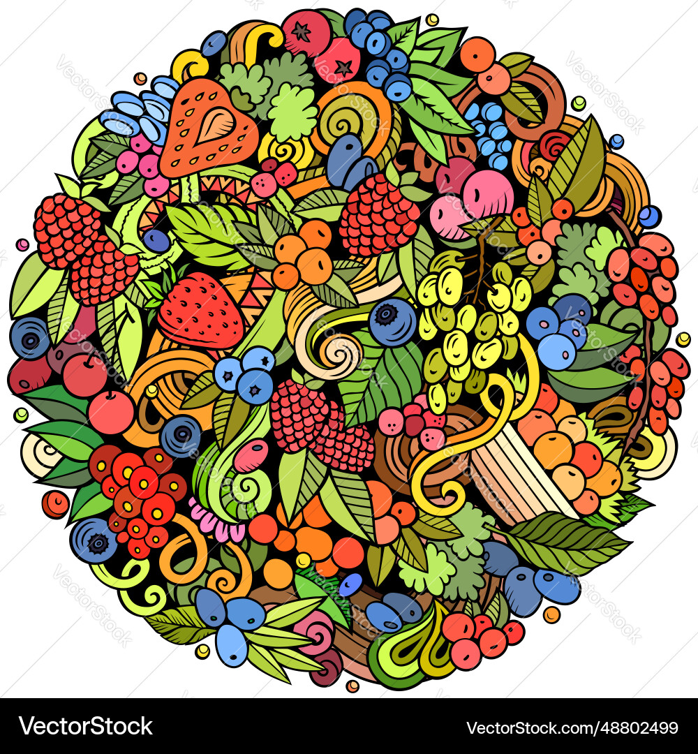 Berry fruits cartoon doodles Royalty Free Vector Image