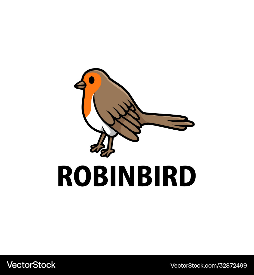 Süße Robin Cartoon Logo-Symbol Lizenzfreies Vektorbild