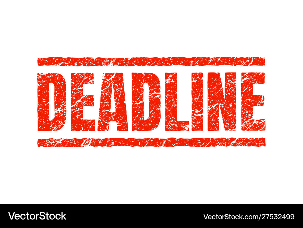 Deadline stamp approaching seal overdue Royalty Free Vector