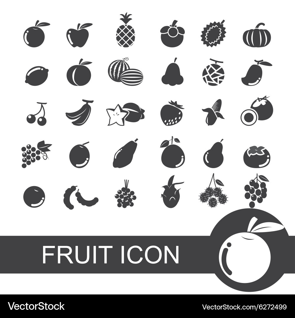 Fruit Icon Set Royalty Free Vector Image - VectorStock