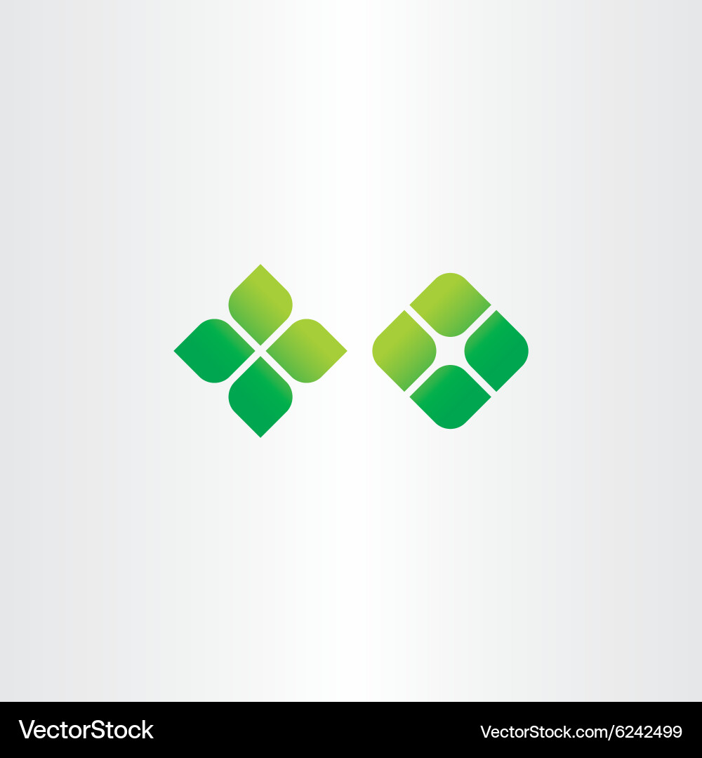 Green icon square leaf logo elements Royalty Free Vector