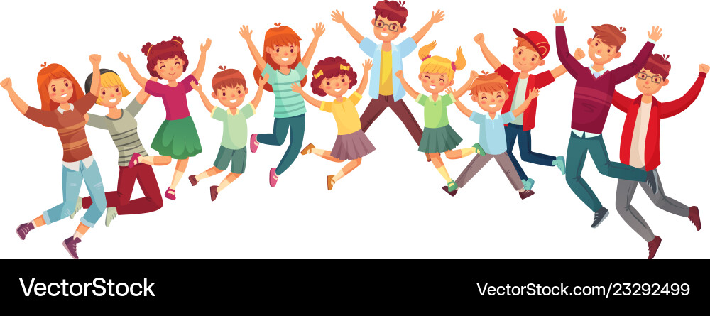 Happy Kids Jumping Together – Royalty-Free Vector | VectorStock