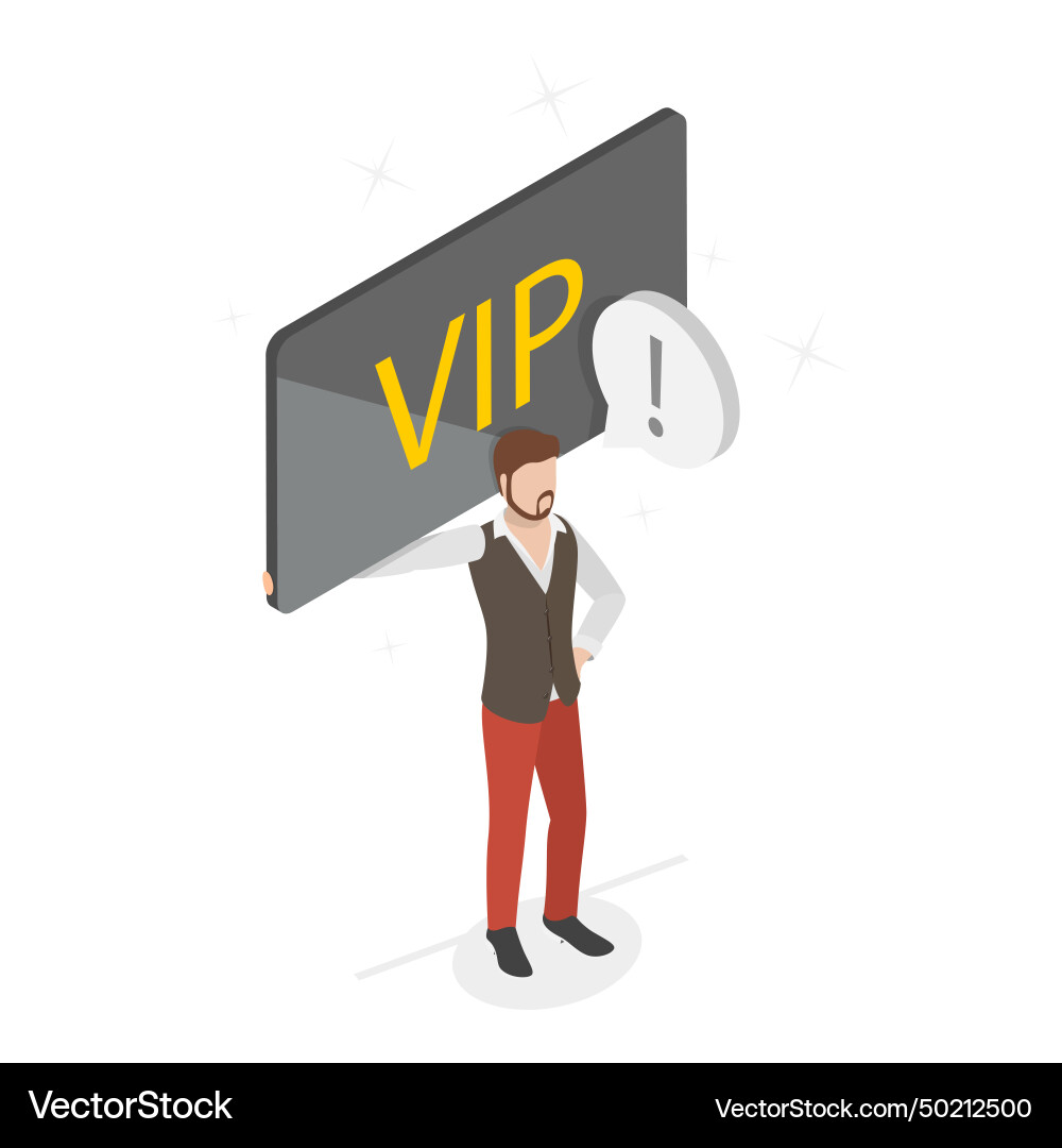 3d isometric flat of vip Royalty Free Vector Image