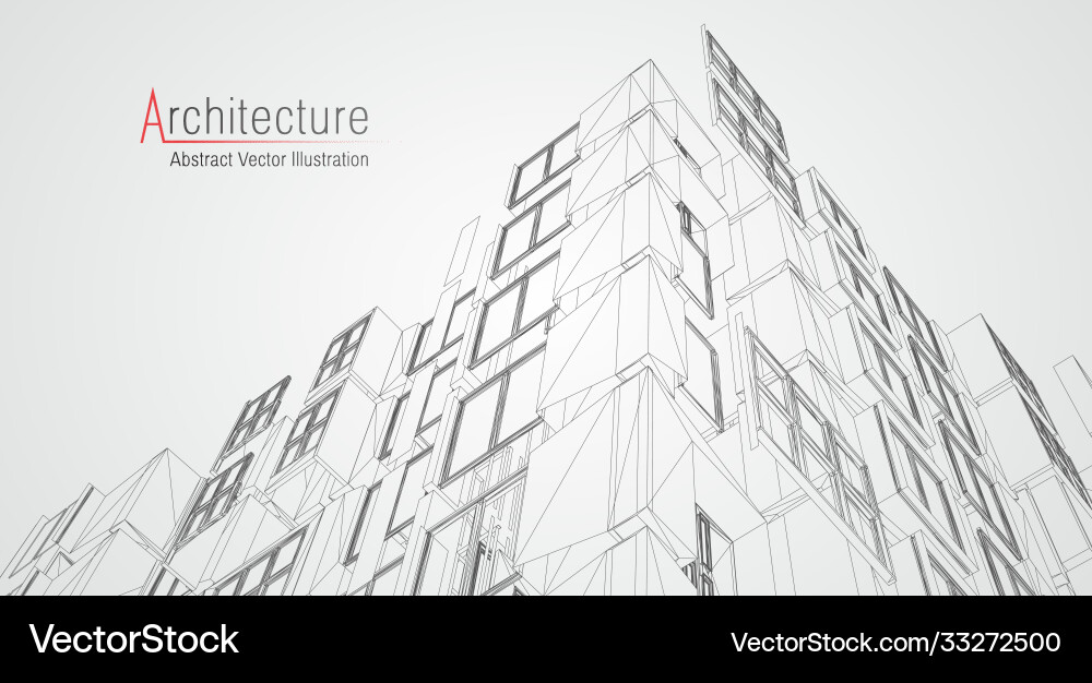 Architectural Line Building Sketch Royalty Free Vector Image