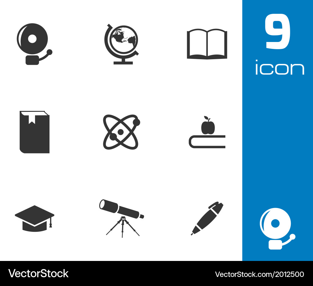 Black education icons set Royalty Free Vector Image