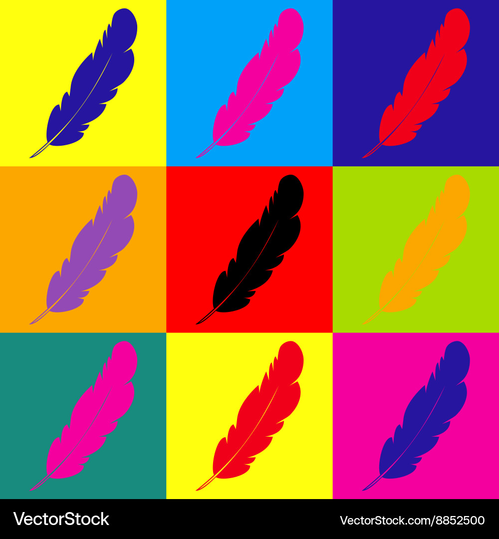 Colorful Feather Icons - Pop Art Style Royalty Free Vector
