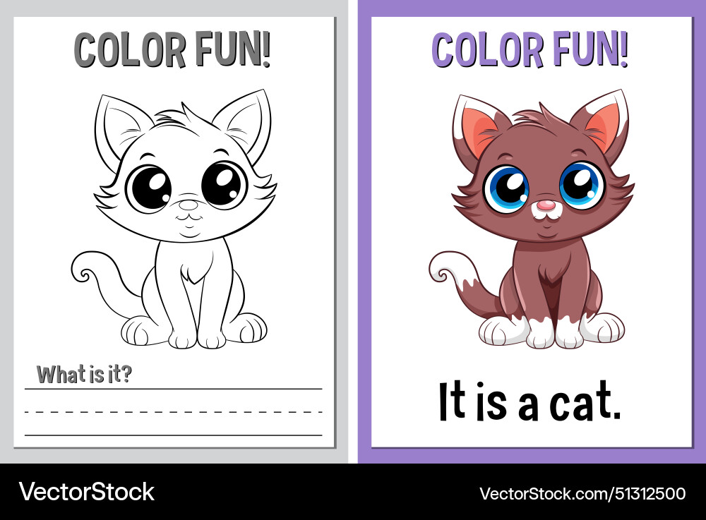 Coloring book pages featuring adorable cats Vector Image