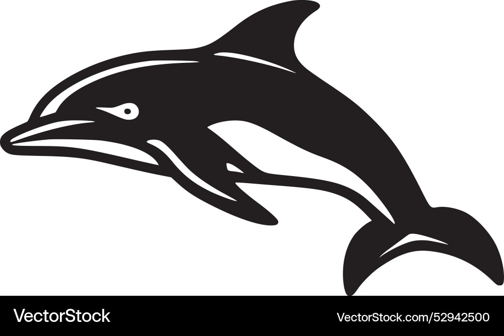 Delfine - schwarz-weiß isolierte Ikone Lizenzfreier Vektor