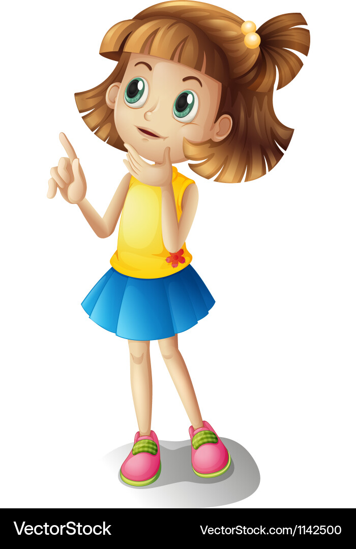 Girl Contemplating, White Background Royalty Free Vector