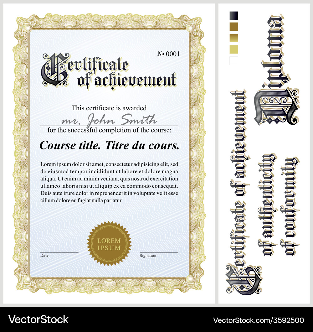 Gold certificate template vertical Royalty Free Vector Image