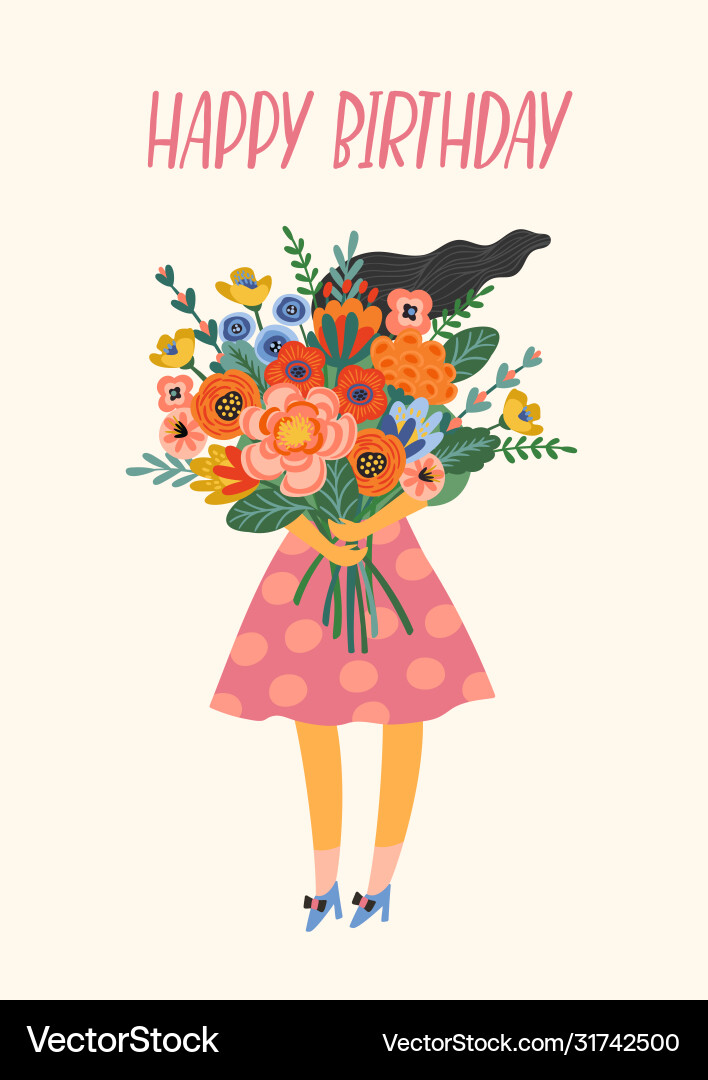 Happy birthday cute lady Royalty Free Vector Image