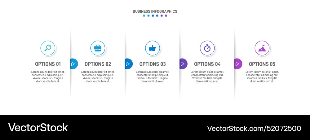 Horizontal progress bar featuring 5 arrow-shaped Vector Image